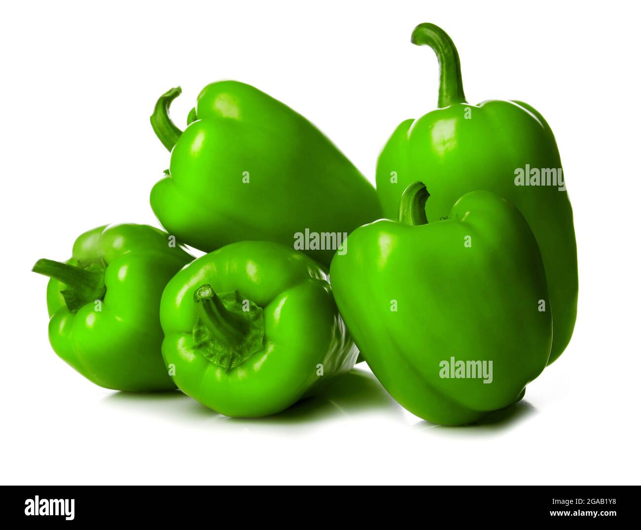 Group of green peppers isolated on white Stock Photo - Alamy