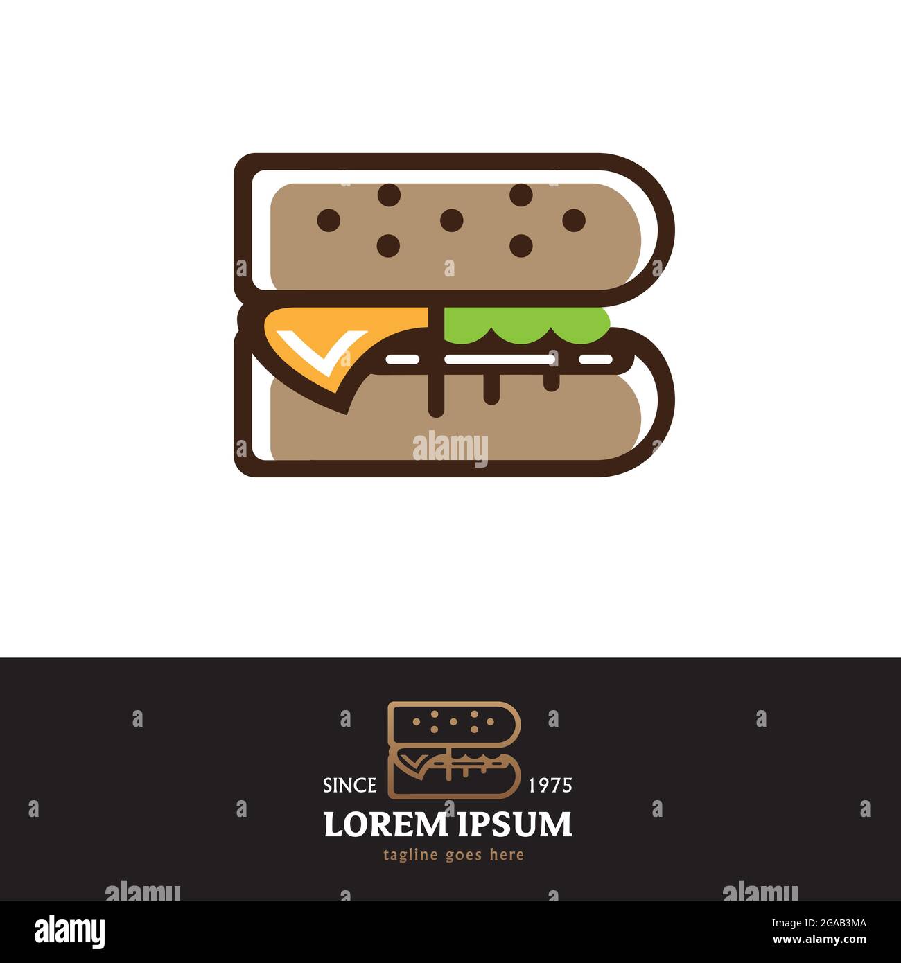 B letter based Burger symbol vector illustration outline style can be ...