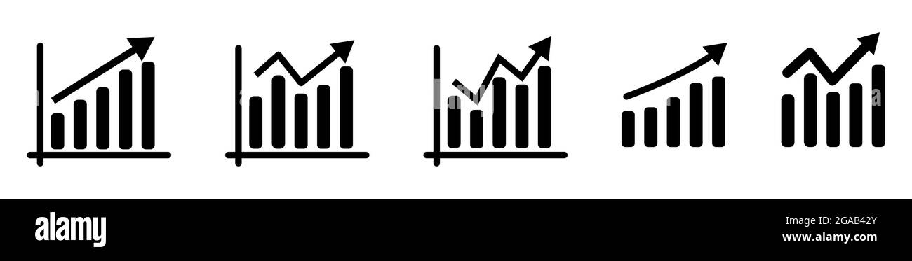 Set of graph diagram up icon. Infographic progress business concept ...