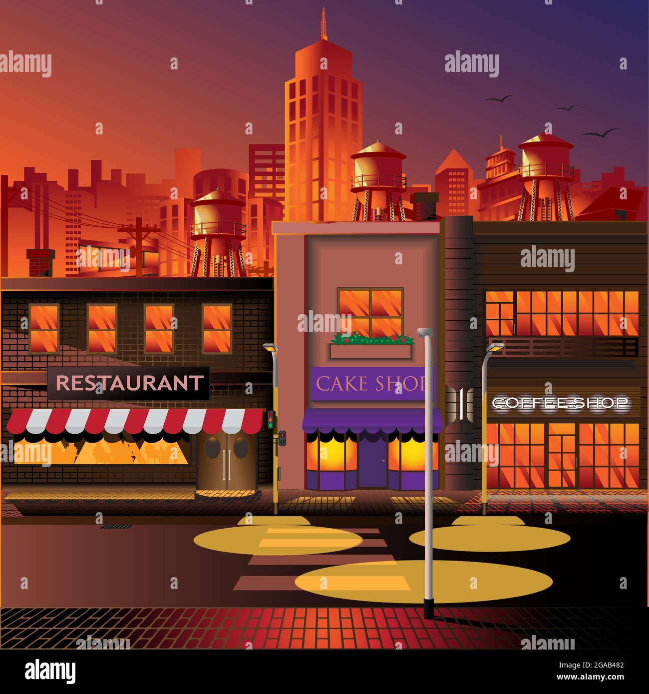 Shopping Street daylight background vector illustration Stock Vector ...