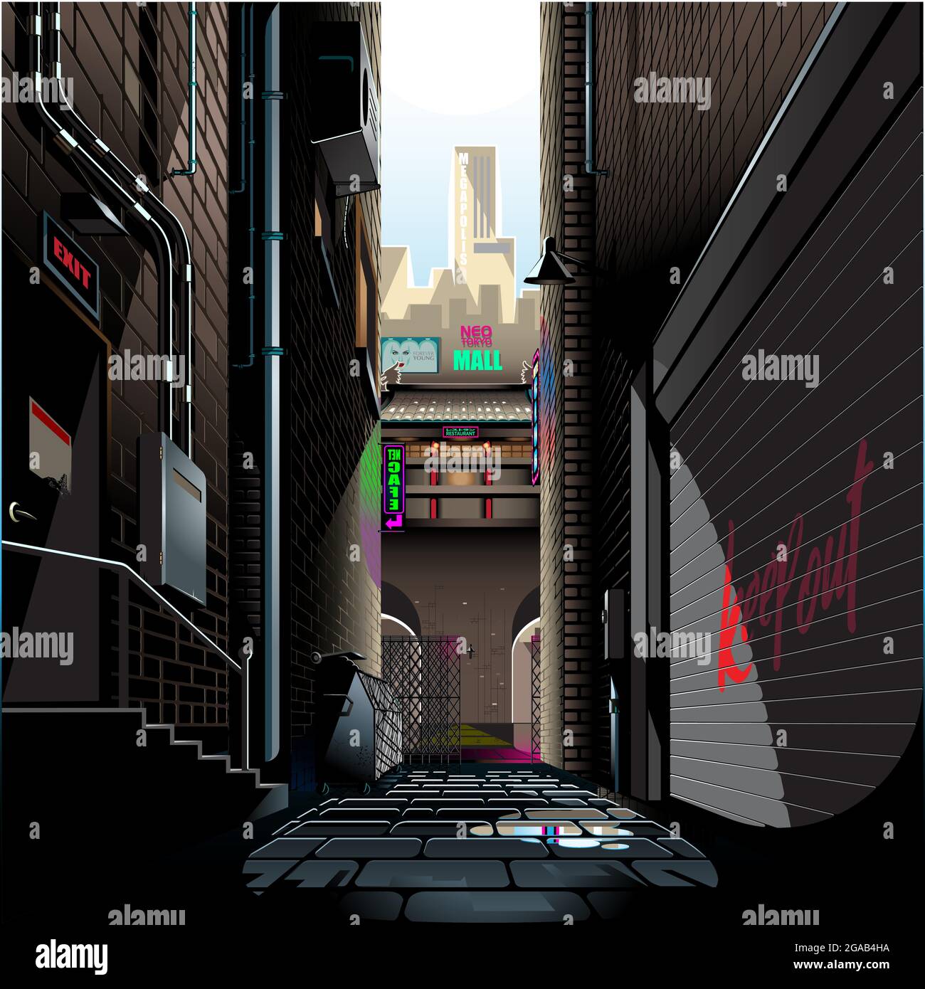 Alley perspective urban Stock Vector Images - Alamy