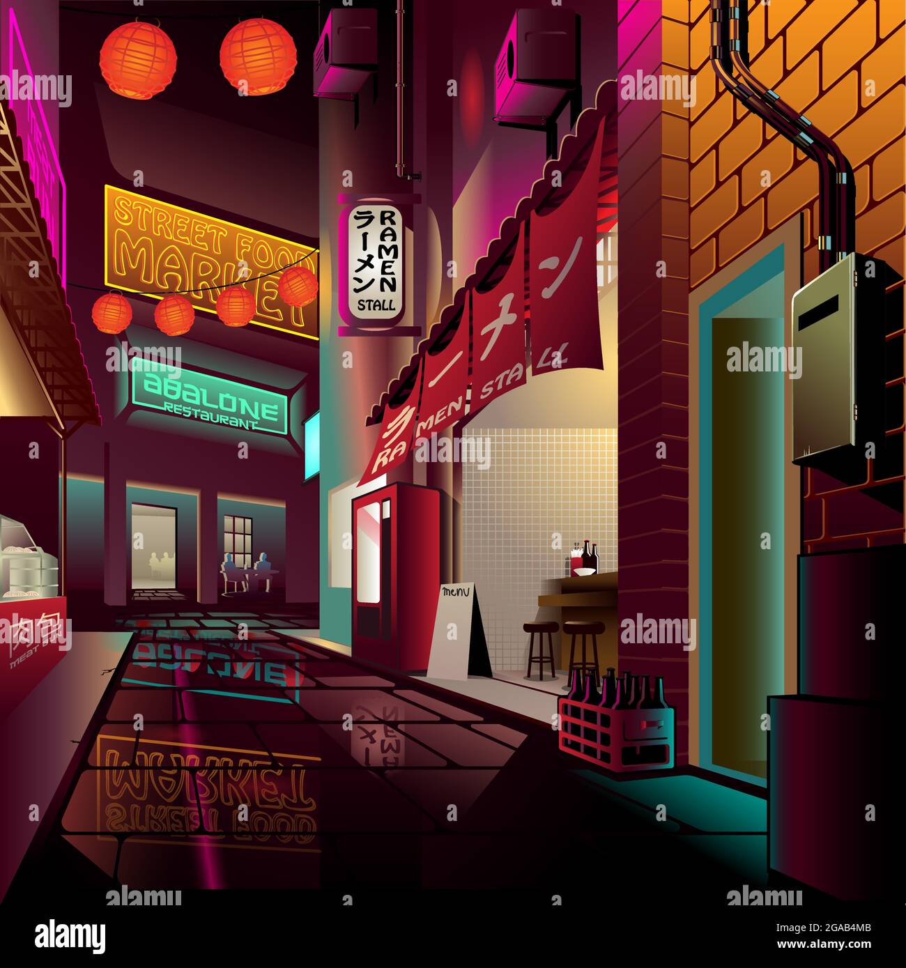 Street Food Market vector background illustration Stock Vector Image ...