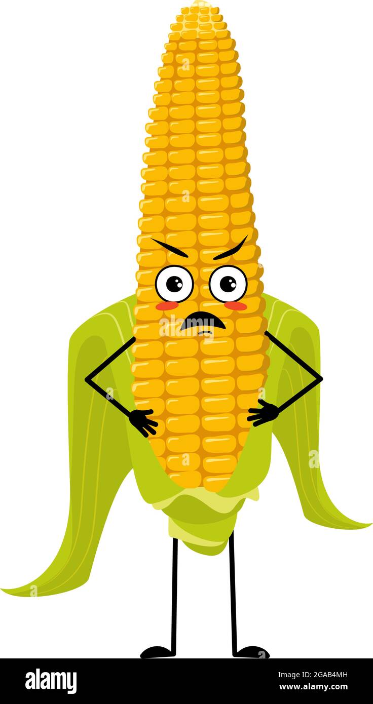 Cute corn cob character with angry emotions Stock Vector Image & Art ...
