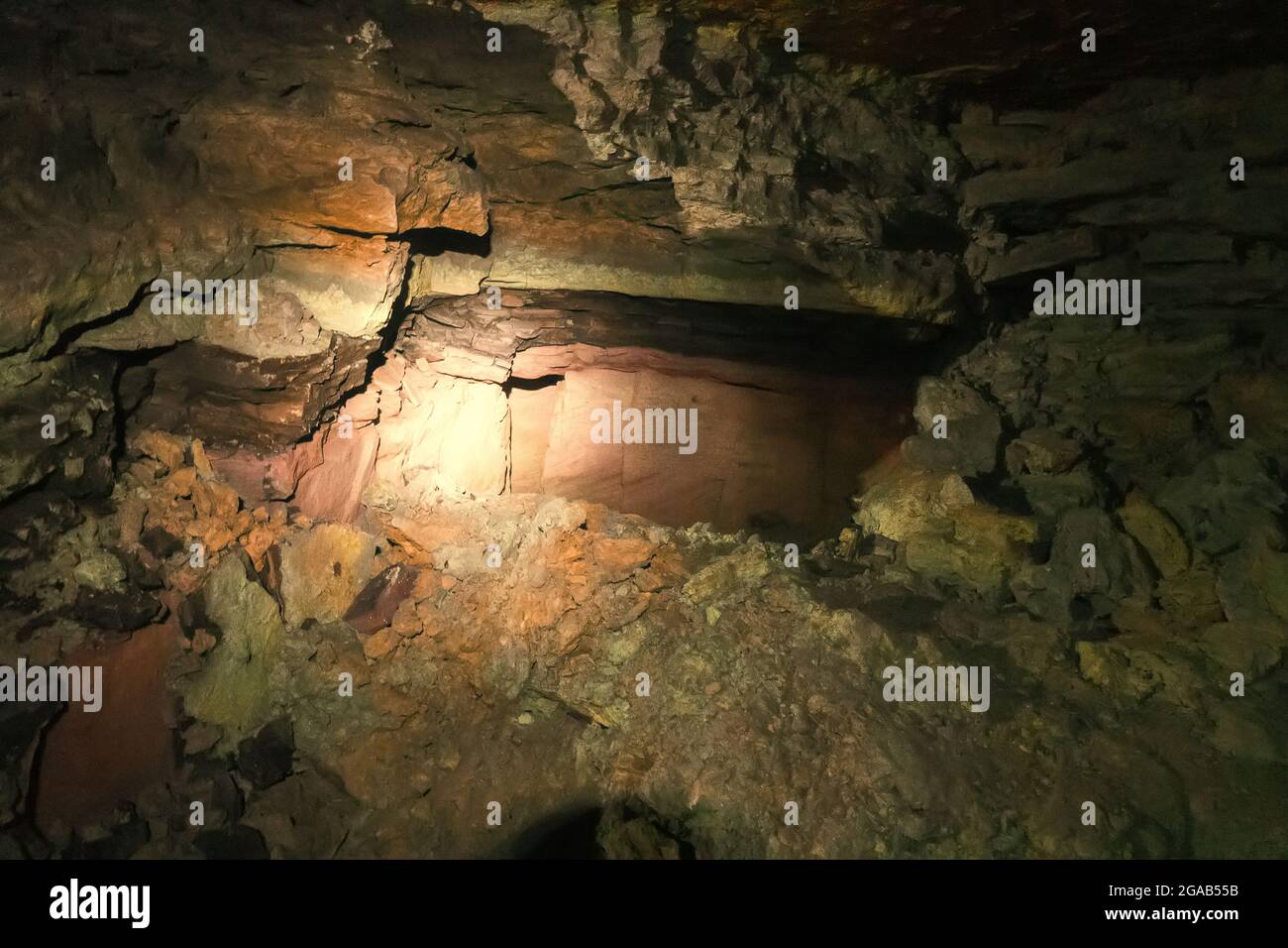 artificial cave under earth journey. wild cave, forgotten passages deep ...