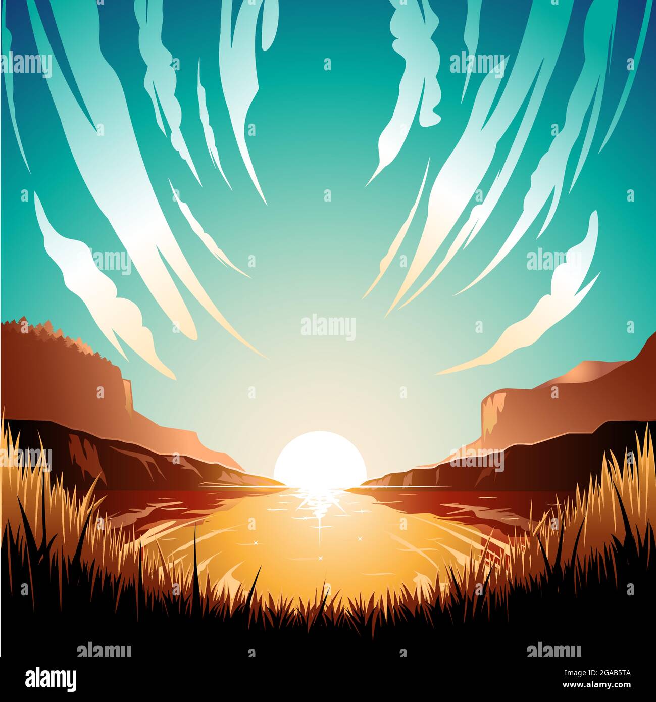 Dawn and horizon bay Stock Vector Images - Alamy