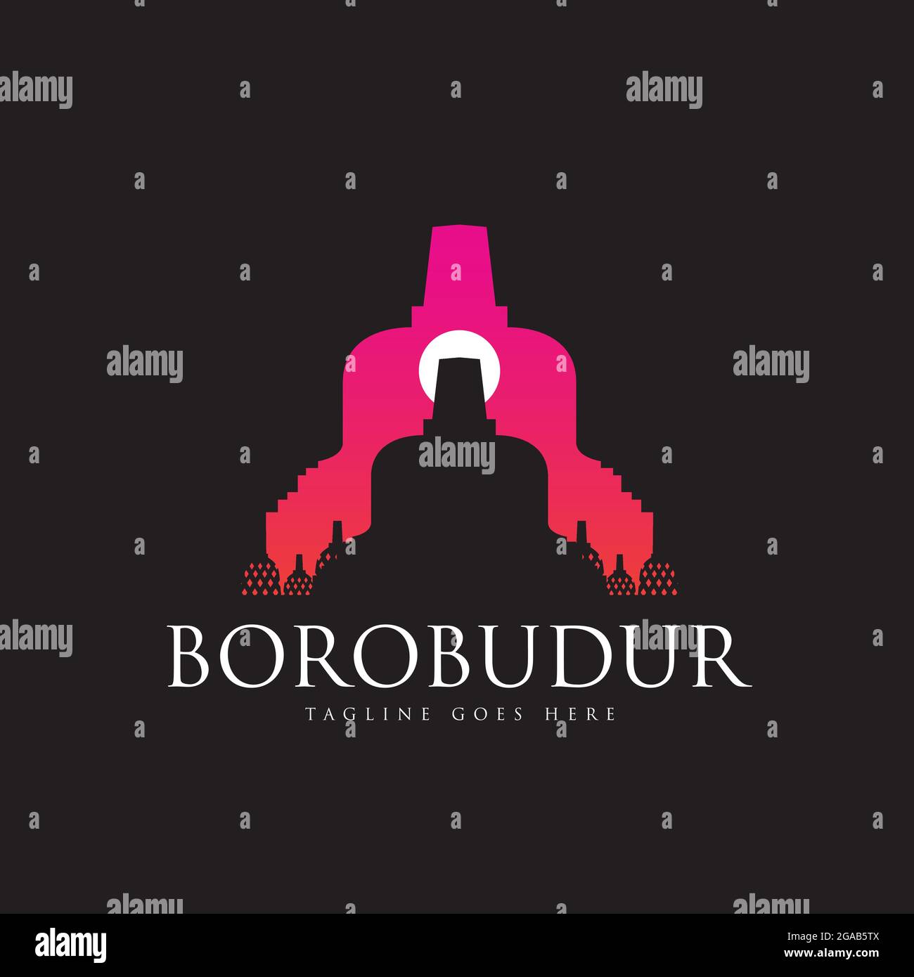 Borobudur the ancient Buddhist temple close up version vector ...