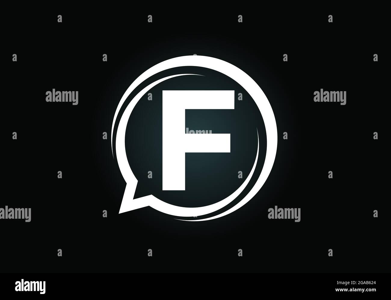 Initial F monogram letter alphabet with a bubble chat icon. Talking ...