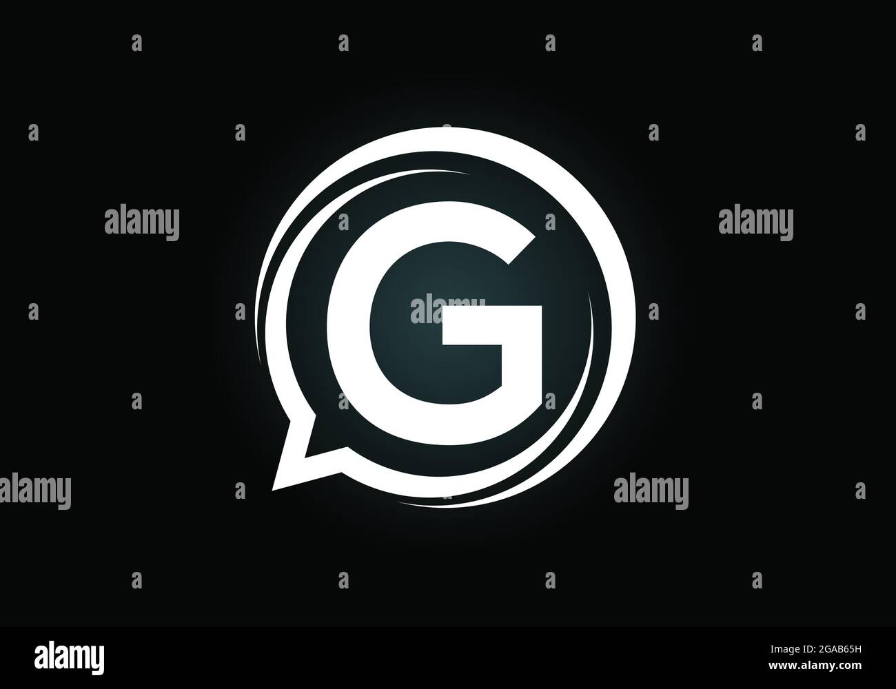 Initial G monogram letter alphabet with a bubble chat icon. Talking ...