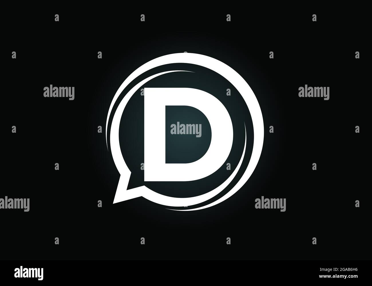 Initial D monogram letter alphabet with a bubble chat icon. Talking ...