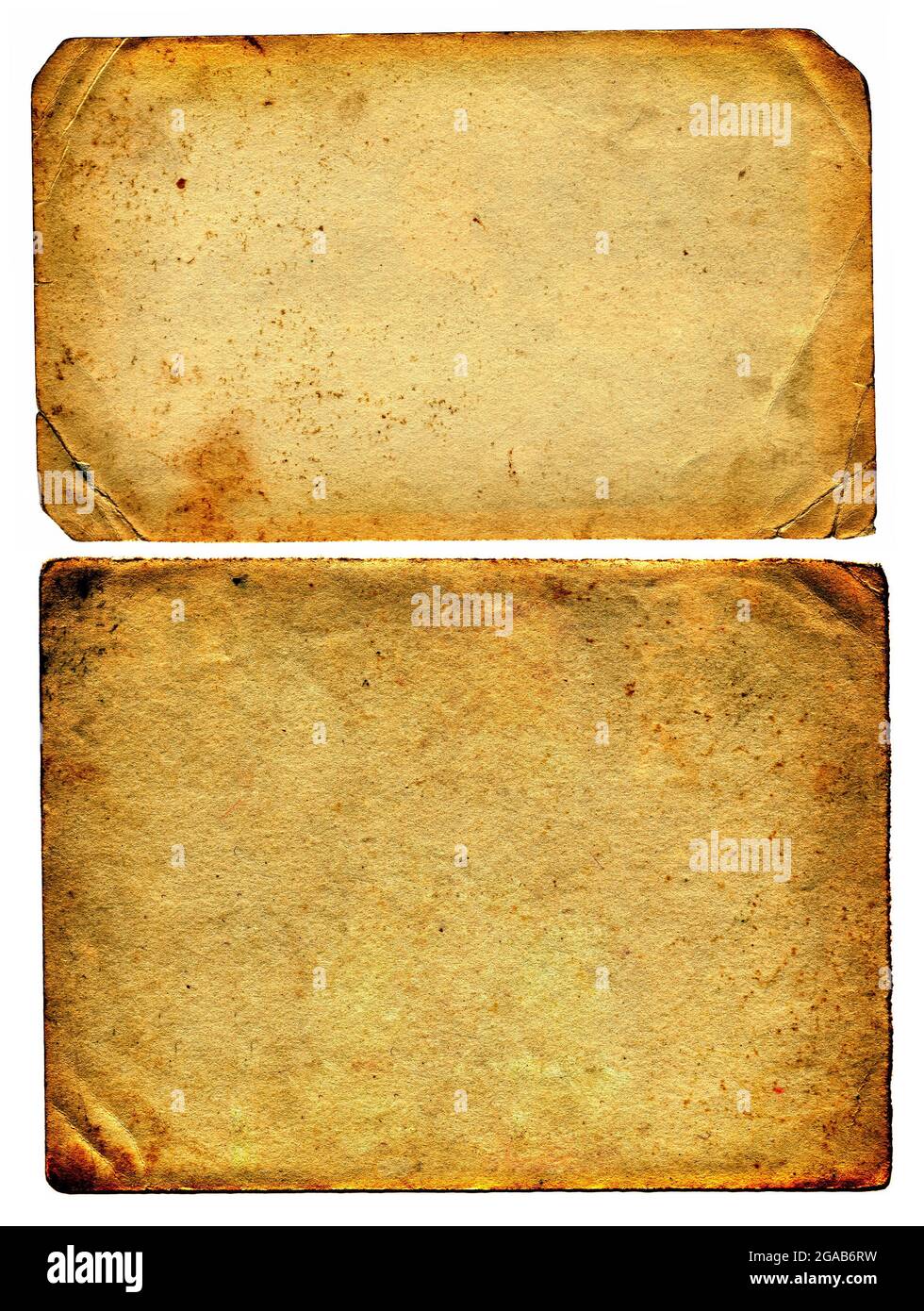 Two Old and Vintage Papers Pages Isolated on the White Stock Photo - Alamy