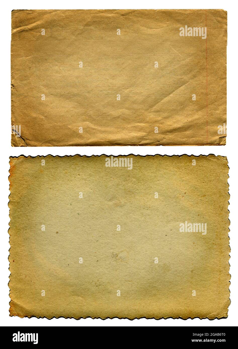 Two Old and Vintage Papers Pages Isolated on the White Stock Photo - Alamy