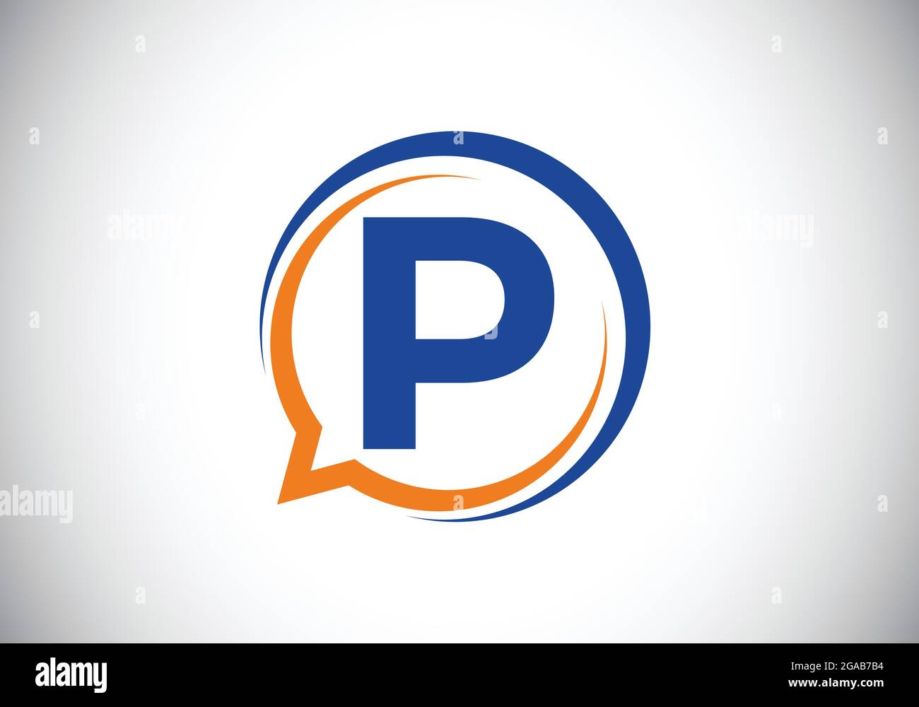 Initial P monogram letter alphabet with a bubble chat icon. Talking ...