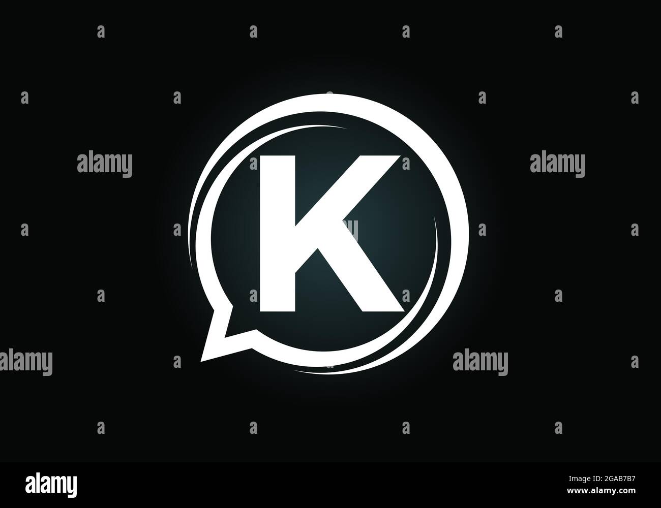 Initial K monogram letter alphabet with a bubble chat icon. Talking ...