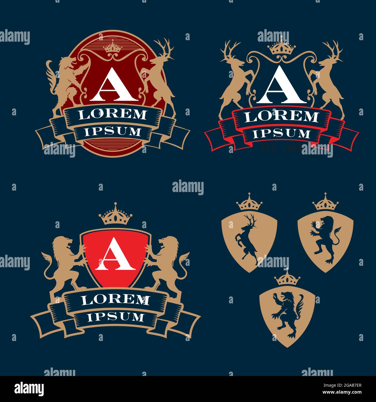 a set of various crest symbols vector illustration for design element ...