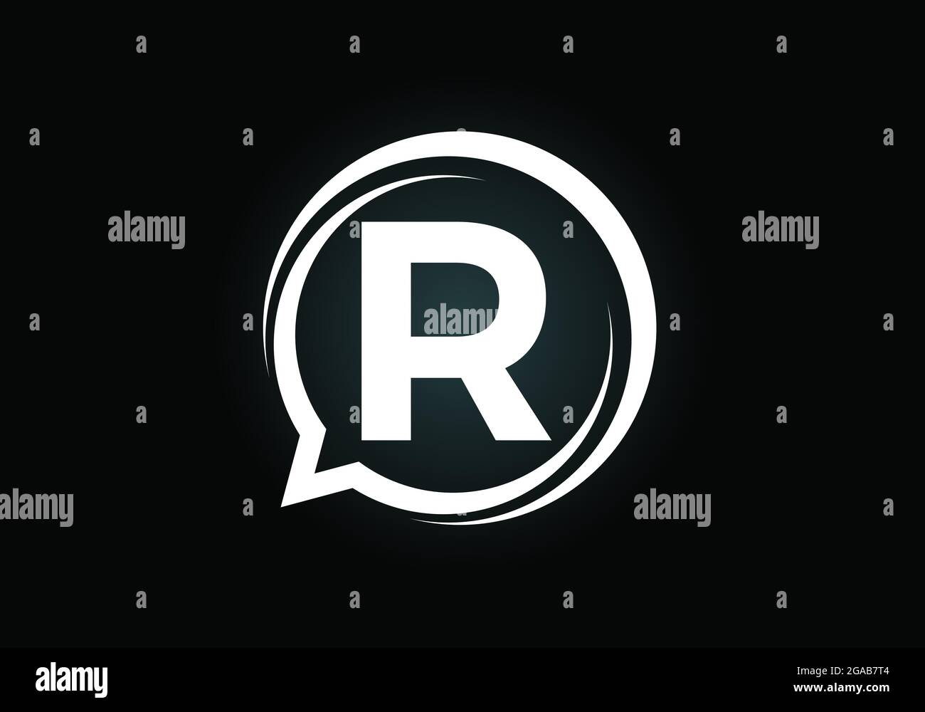 Initial R monogram letter alphabet with a bubble chat icon. Talking ...
