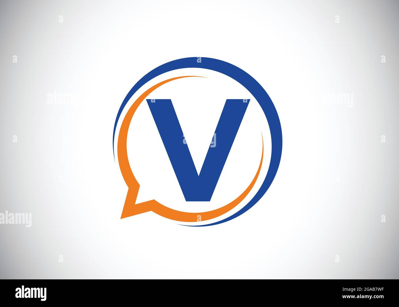 Initial V monogram letter alphabet with a bubble chat icon. Talking ...