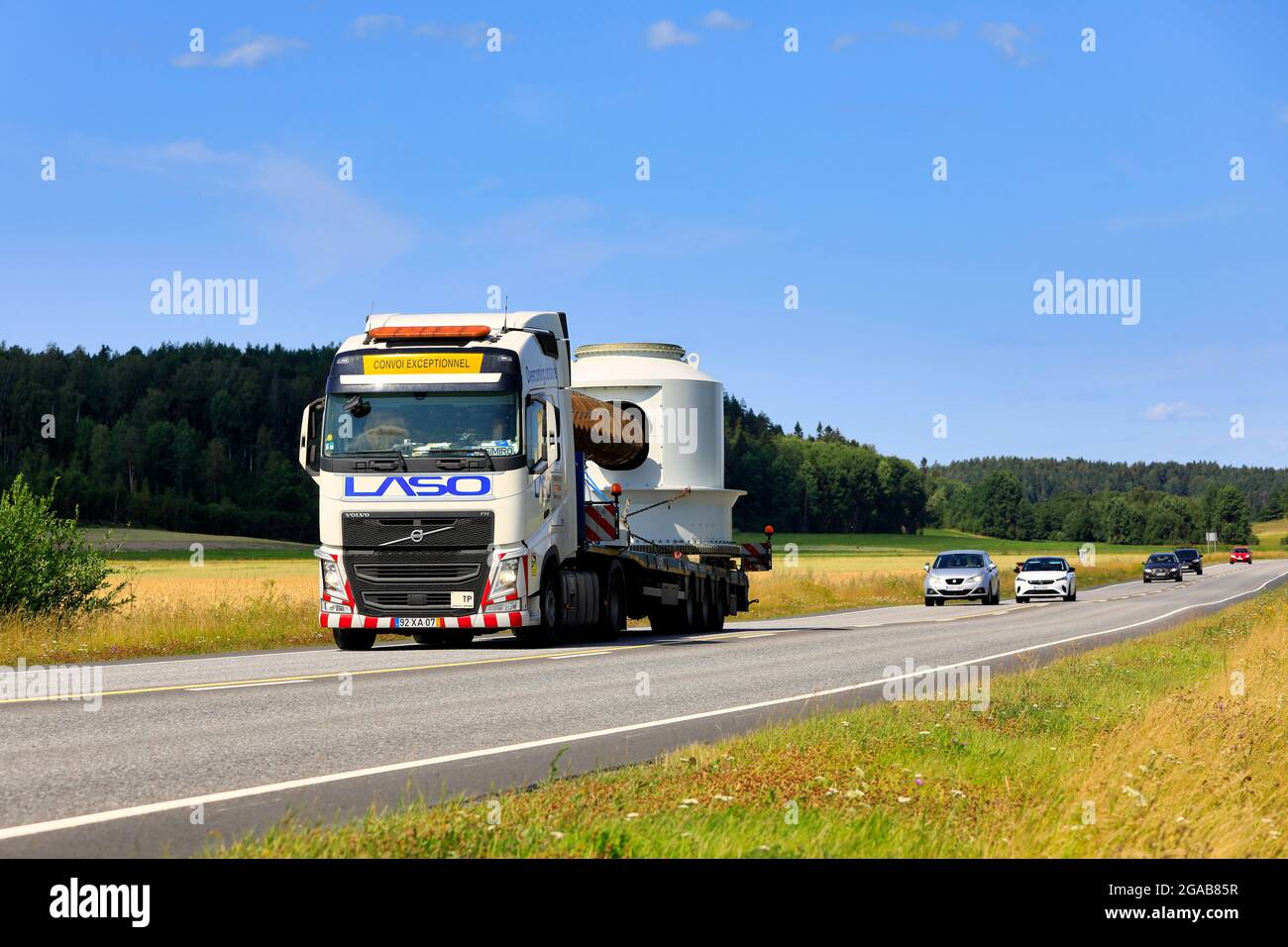 Exceptional load of industrial equipment by Volvo FH semi trailer of ...