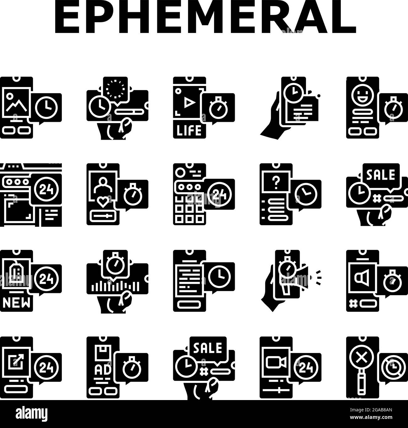 Ephemeral Content Collection Icons Set Vector Stock Vector Image & Art ...
