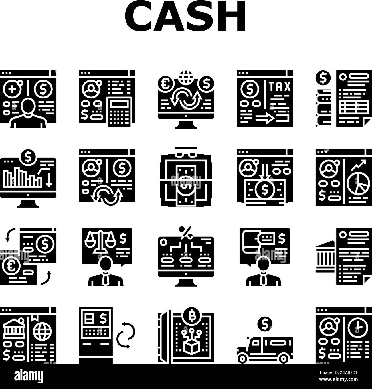 Cash Services Bank Collection Icons Set Vector Stock Vector Image & Art ...