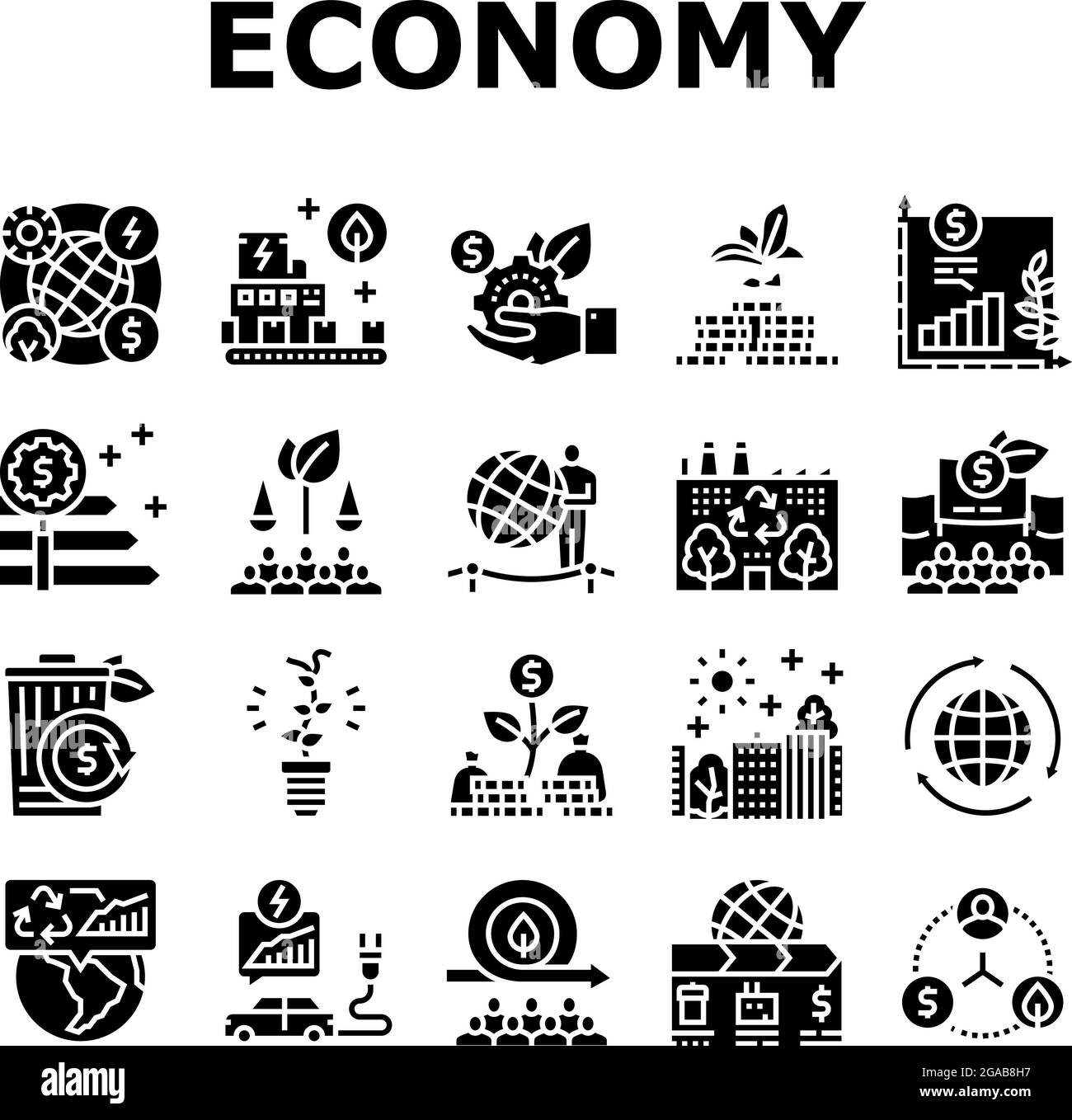 Green Economy Industry Collection Icons Set Vector Stock Vector Image ...