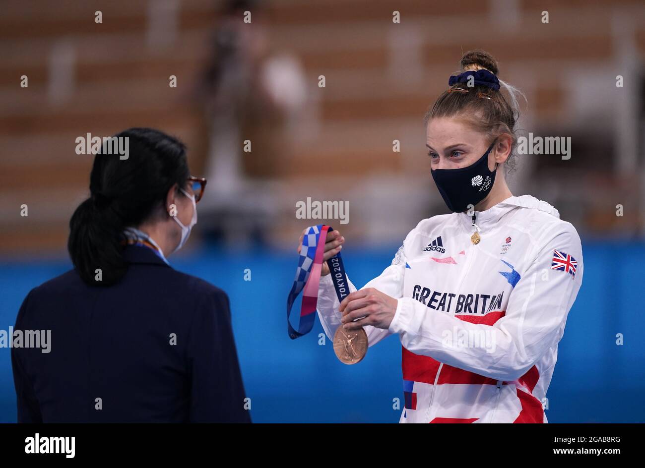 Great Britain's Bryony Page receives her bronze medal after finishing ...