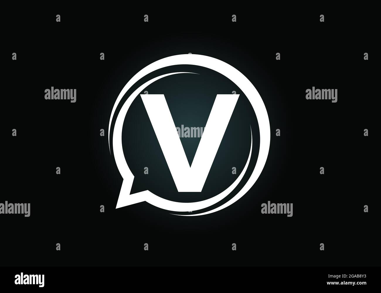 Initial V monogram letter alphabet with a bubble chat icon. Talking ...