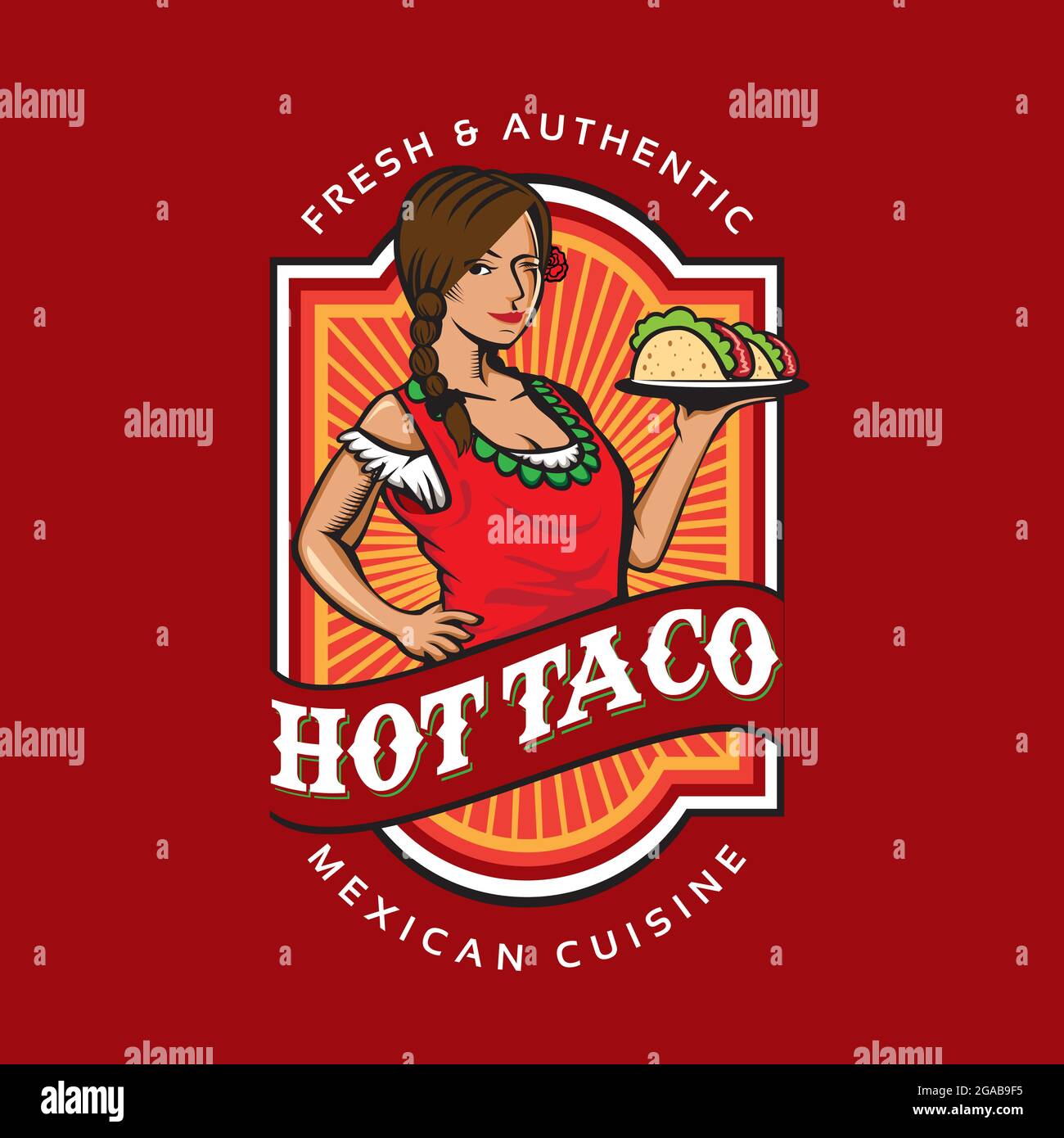 Hot Taco vector illustration for food business identity, print, or any ...