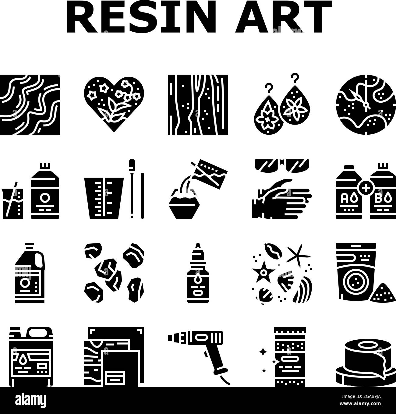 Resin Art Creation Collection Icons Set Vector Stock Vector Image & Art ...