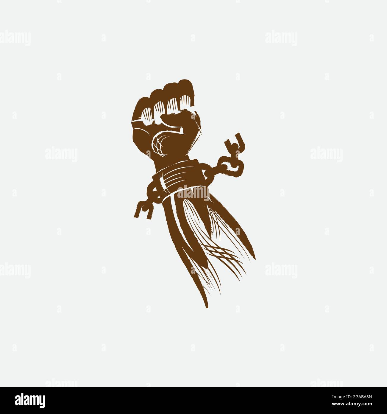 freedom symbol, a picture of arm and broken chain in vintage style ...