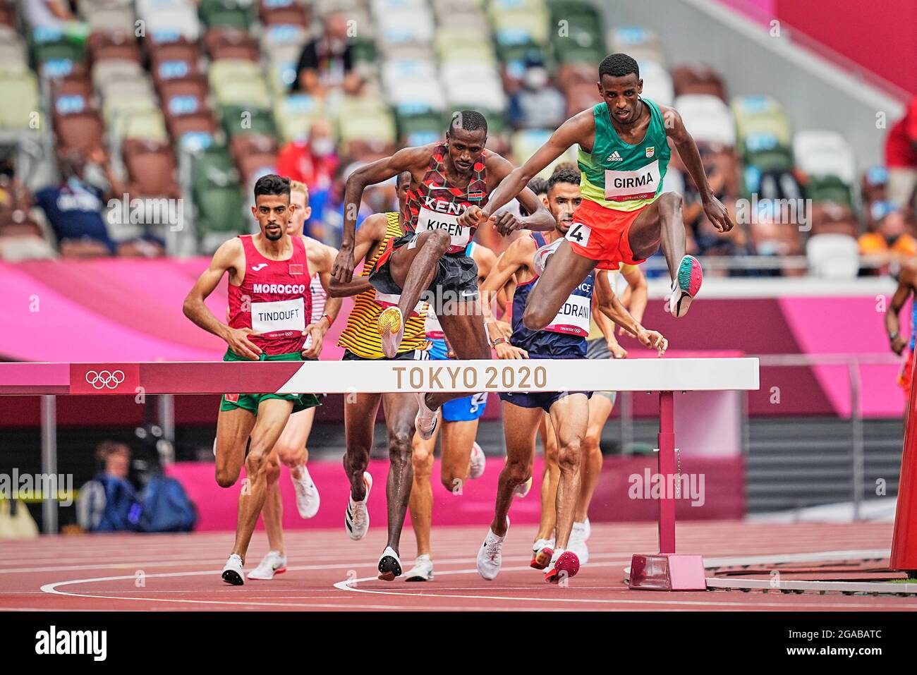 Tokyo, Japan. July 30, 2021: Benjamin Kigen from Kenya and Lamecha ...
