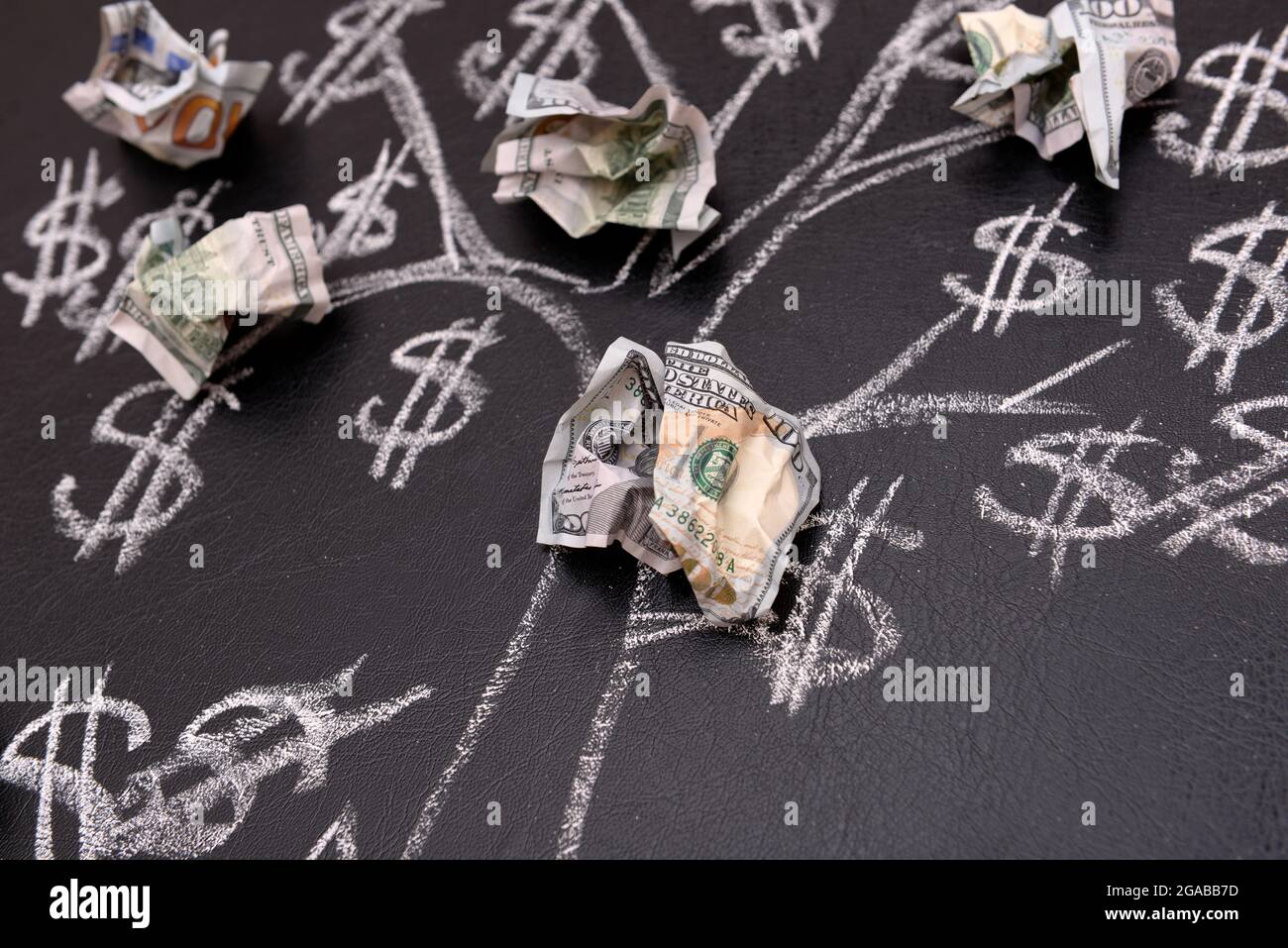 Money tree drawing on blackboard close up Stock Photo - Alamy