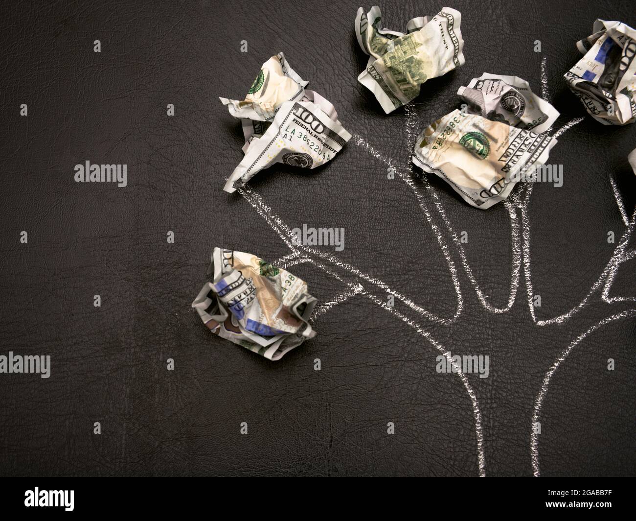 Money tree drawing on blackboard close up Stock Photo - Alamy