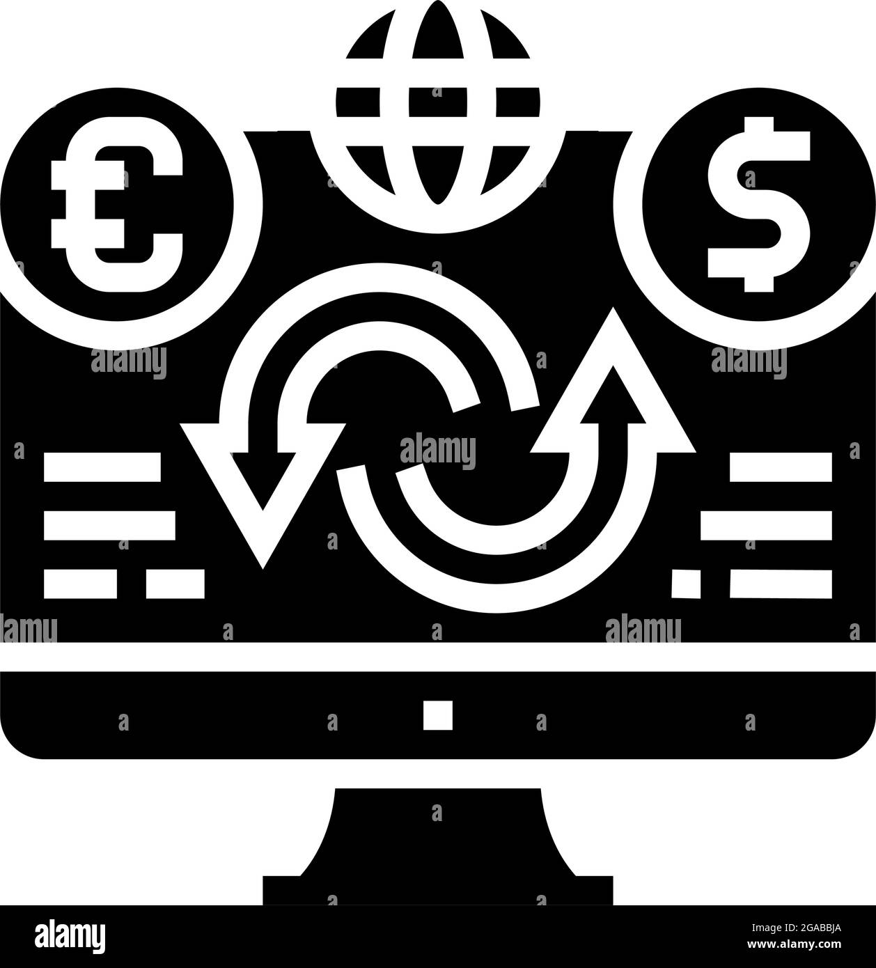 sale or purchase of foreign currency glyph icon vector illustration ...