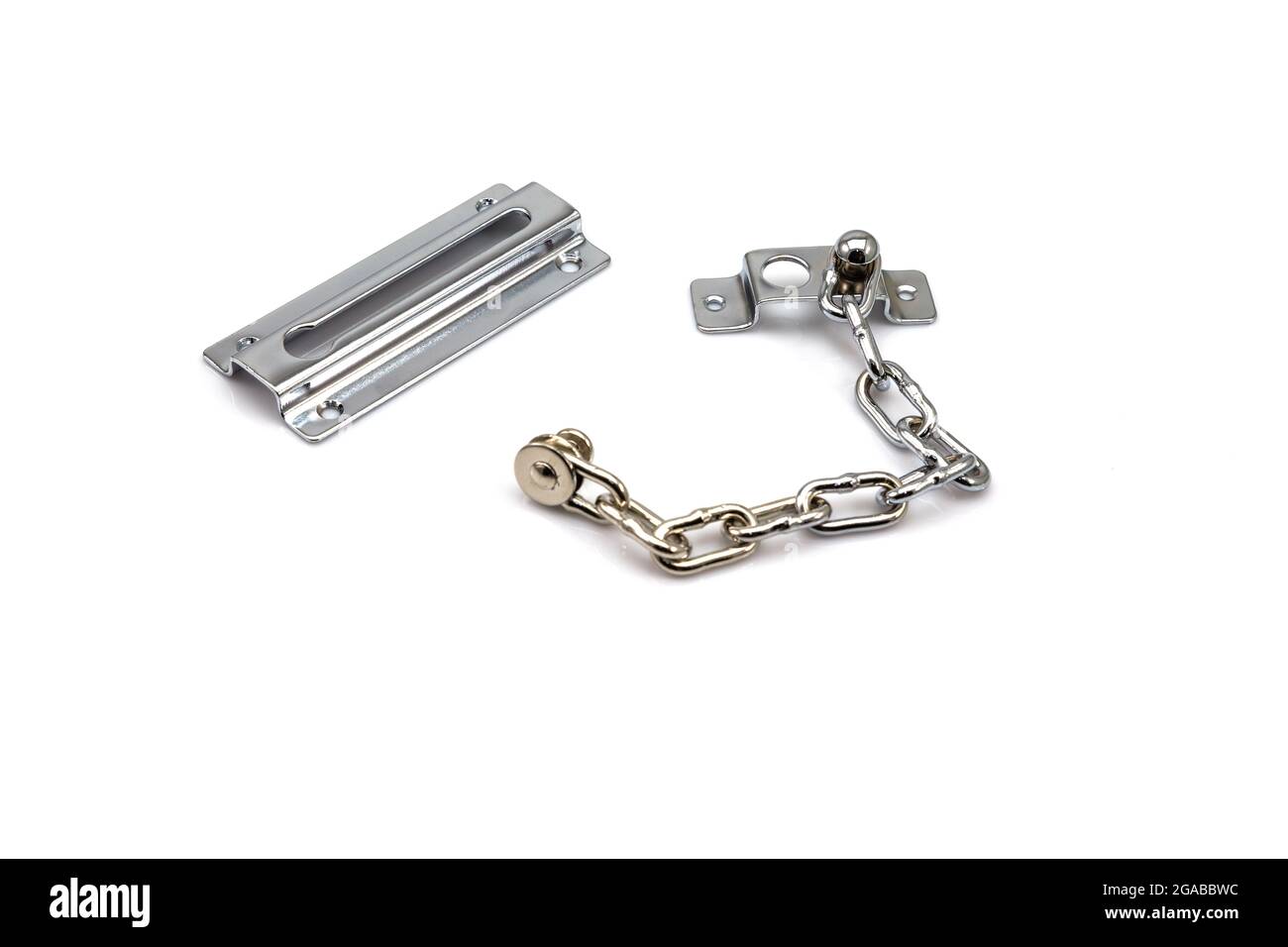 A Part of Stainless steel door chain isolated on white background Stock ...