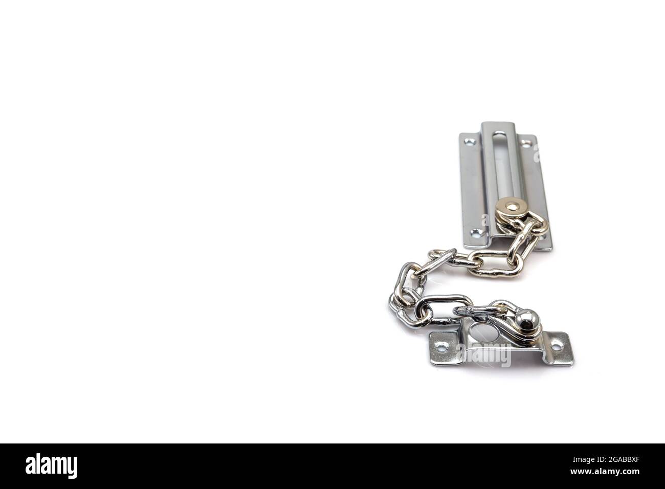 A Part of Stainless steel door chain isolated on white background Stock ...