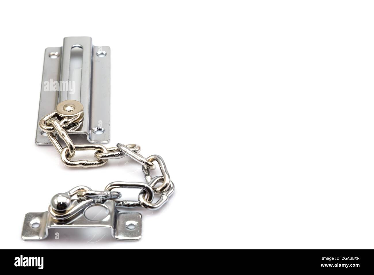 A Part of Stainless steel door chain isolated on white background Stock ...