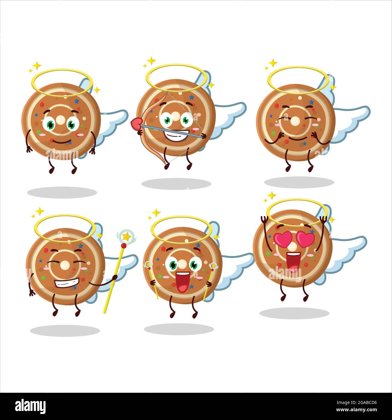 Gingerbread Round Cartoon Designs As A Cute Angel Character Vector