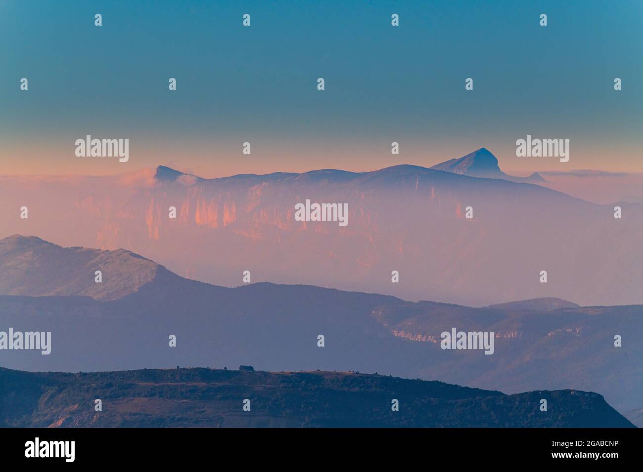 Beautiful sunset at Mont Ventoux in French with a gradient purple and ...