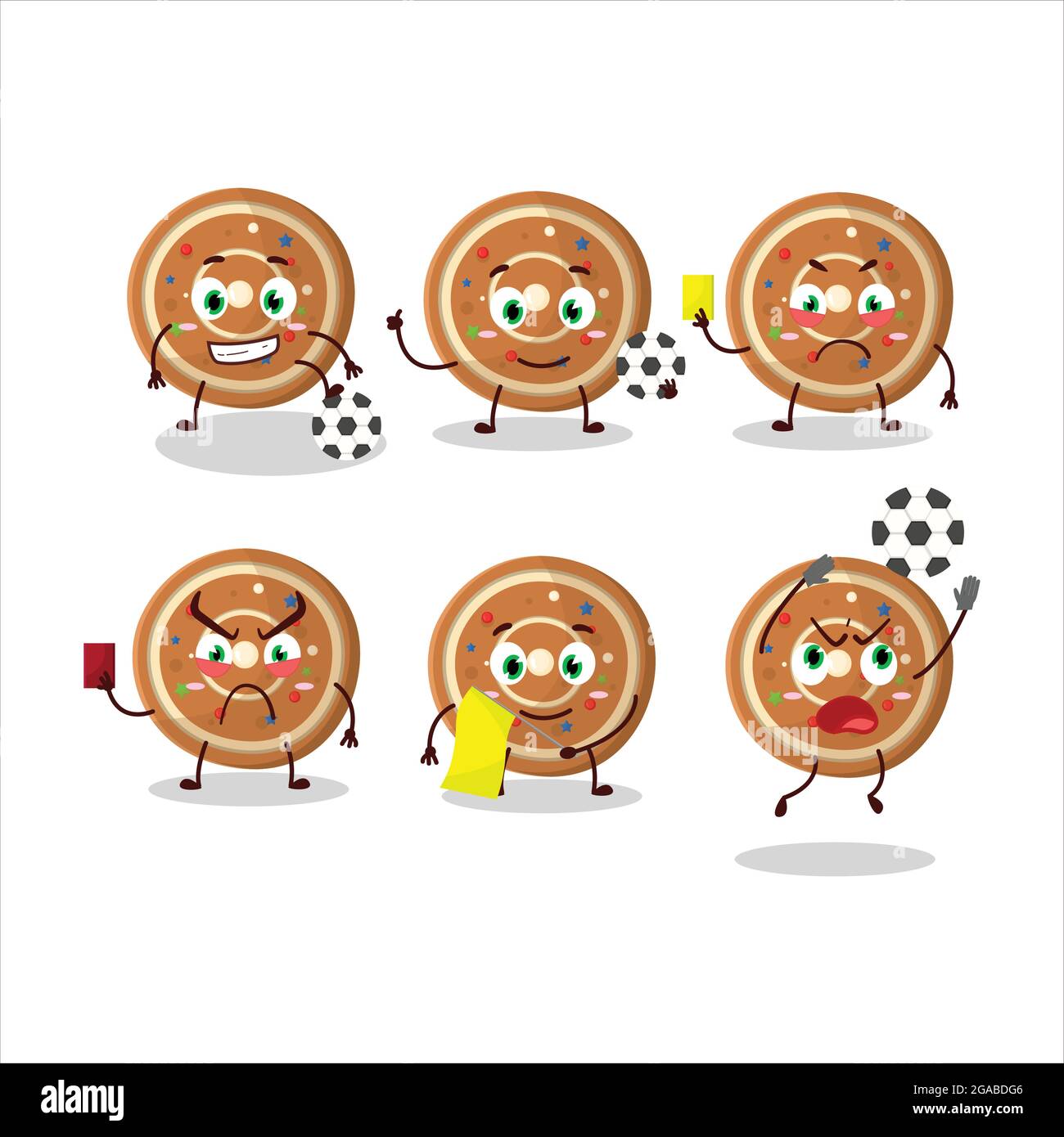 Gingerbread round cartoon character working as a Football referee ...