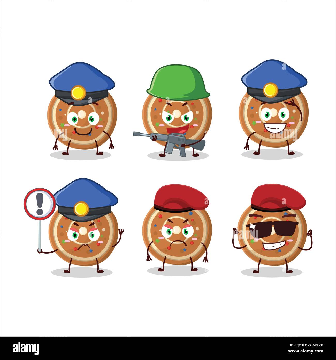 A dedicated Police officer of gingerbread round mascot design style ...