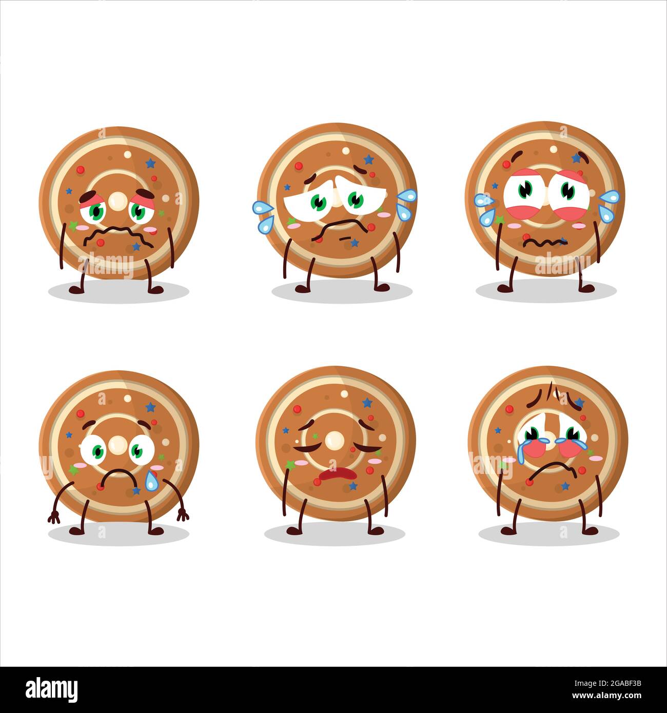 Gingerbread round cartoon character with sad expression. Vector ...