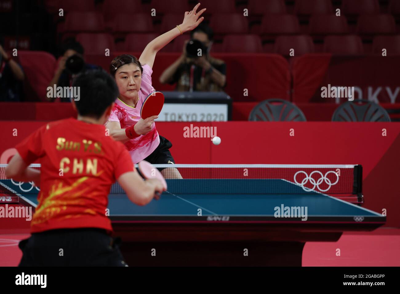 Tokyo, Japan. 29th July, 2021. CHEN Meng (CHN) and SUN Yingsha (CHN ...