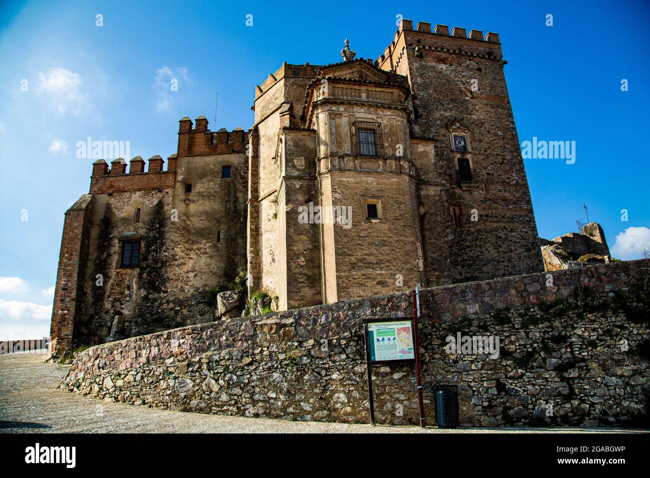 Castle, walls and restoration excavations, with samples of foundations ...