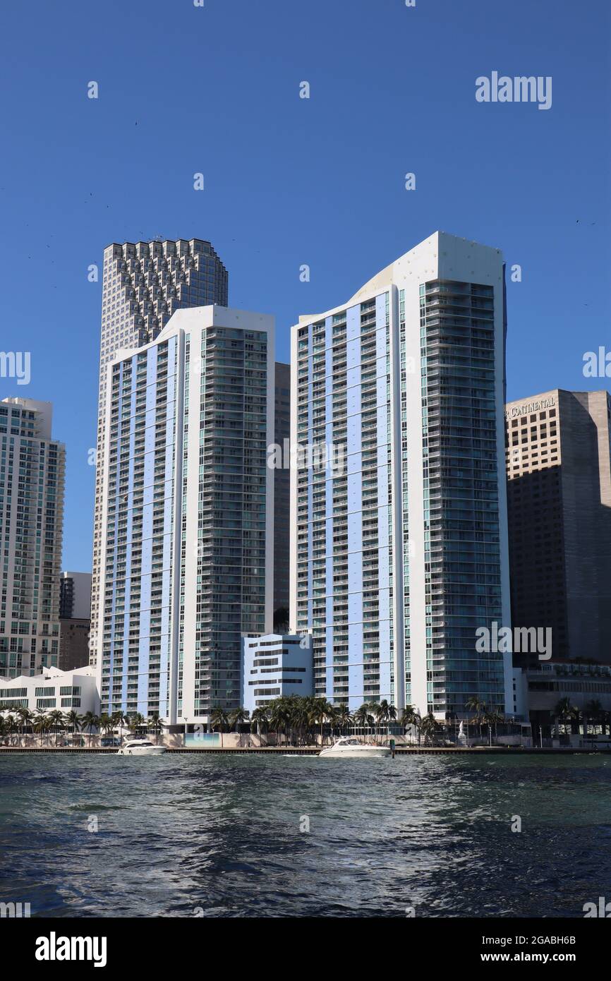 MIAMI, UNITED STATES - Jan 23, 2021: A vertical shot of the oceanside ...