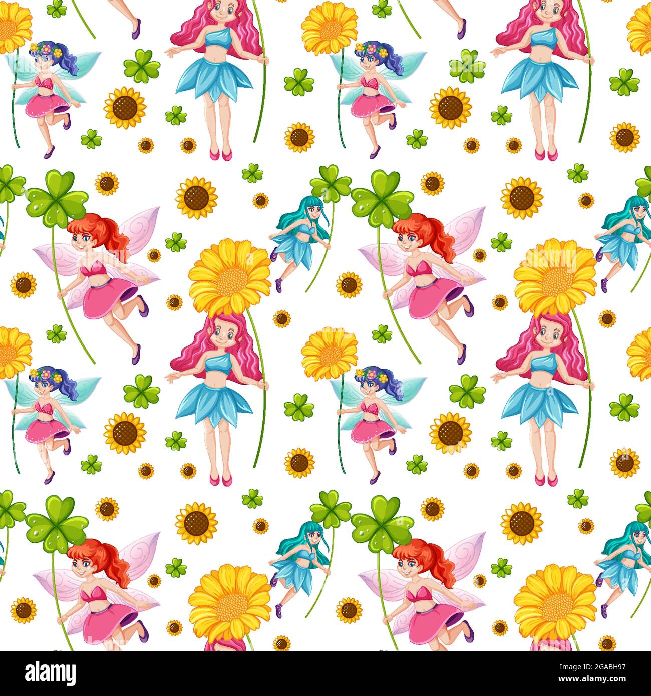 Fairy seamless pattern with fairytale theme illustration Stock Vector ...