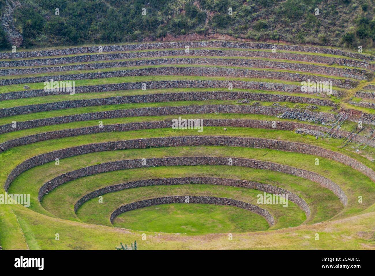 Round agricultural terraces Moray made by Inca empire, Peru Stock Photo ...