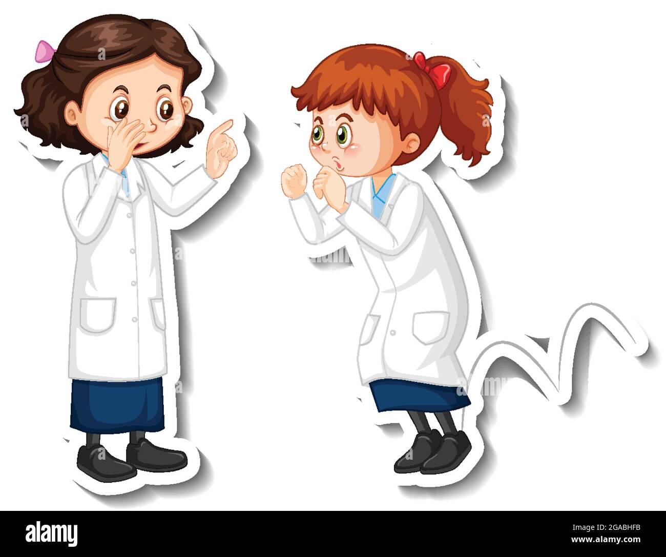 Scientist girls cartoon characters with science experiment object ...
