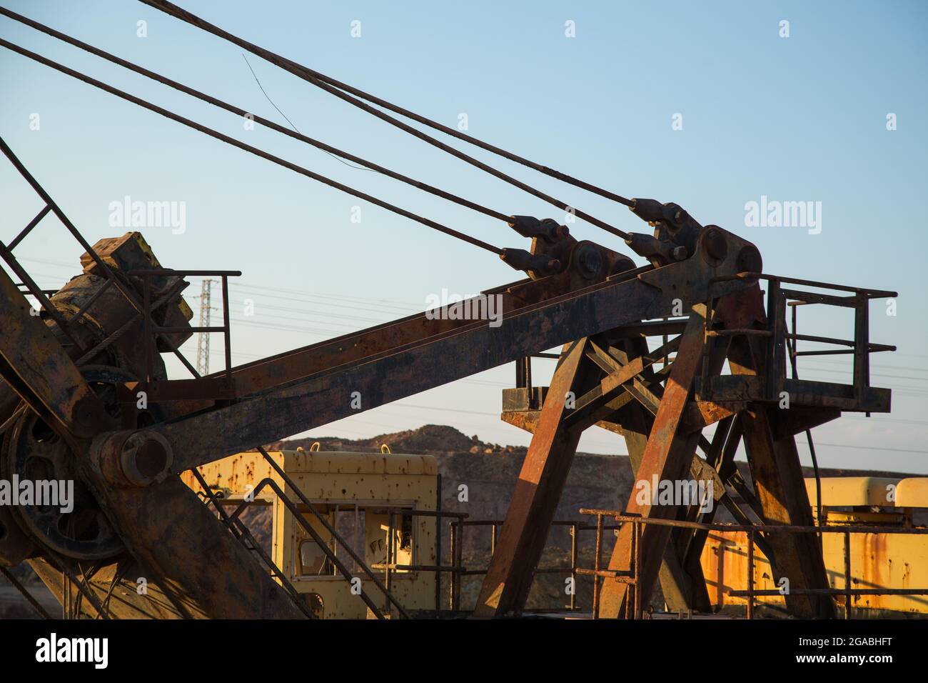 Abandoned crawler and pulley large tonnage excavator Stock Photo - Alamy