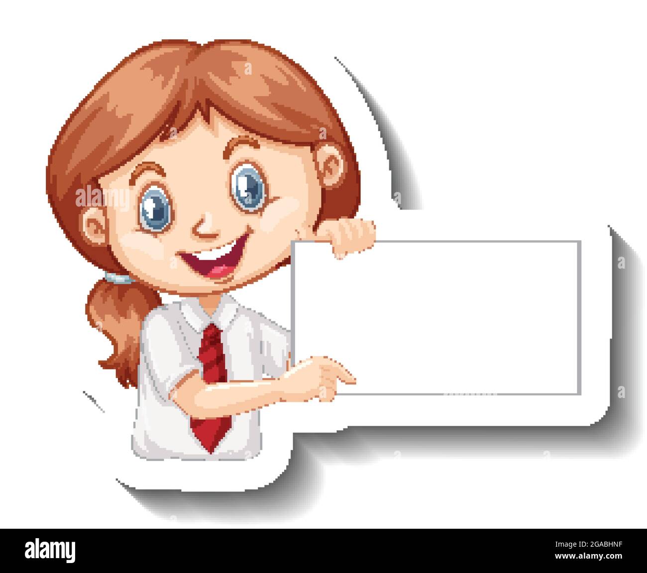 Student girl holding empty board cartoon sticker illustration Stock ...