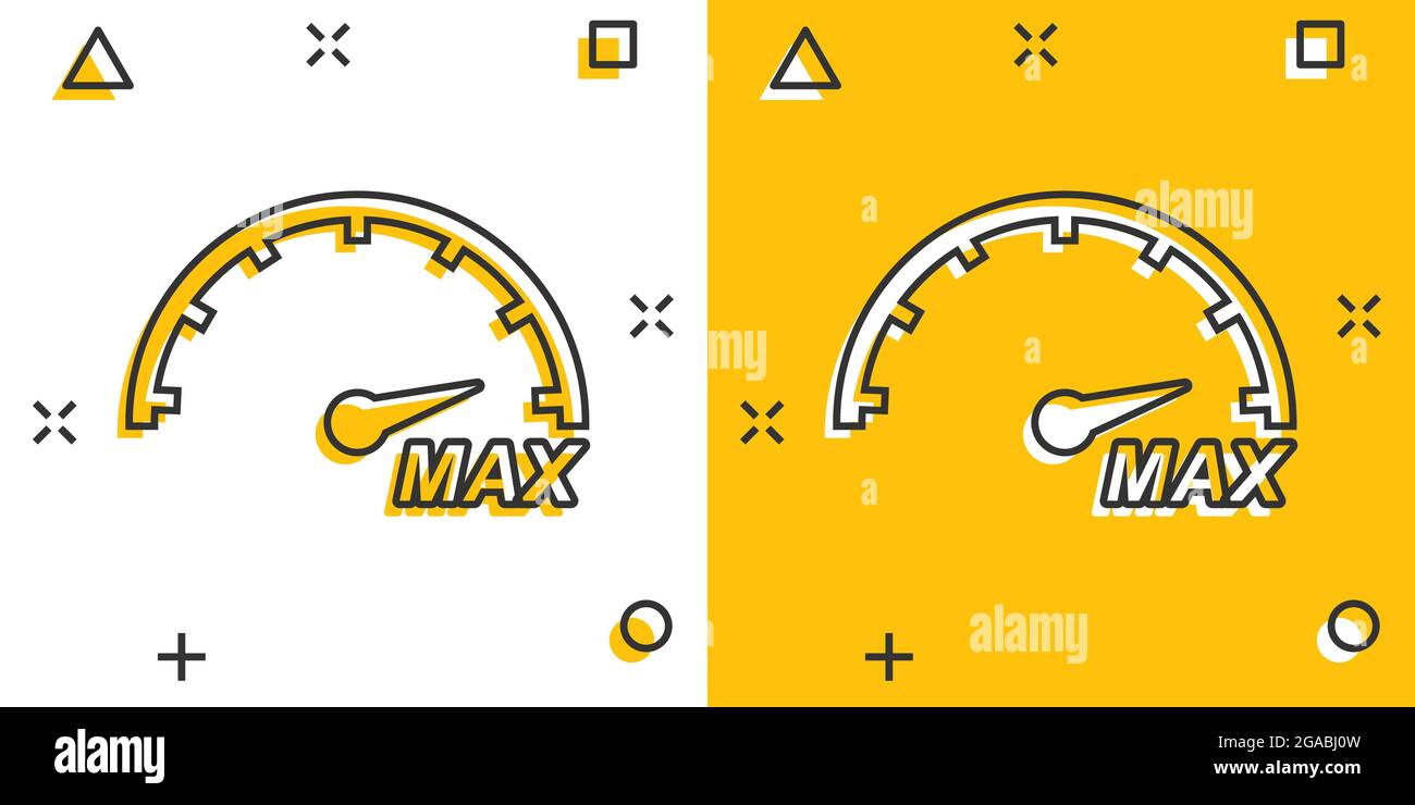 Cartoon max speed icon in comic style. Speedometer sign illustration ...